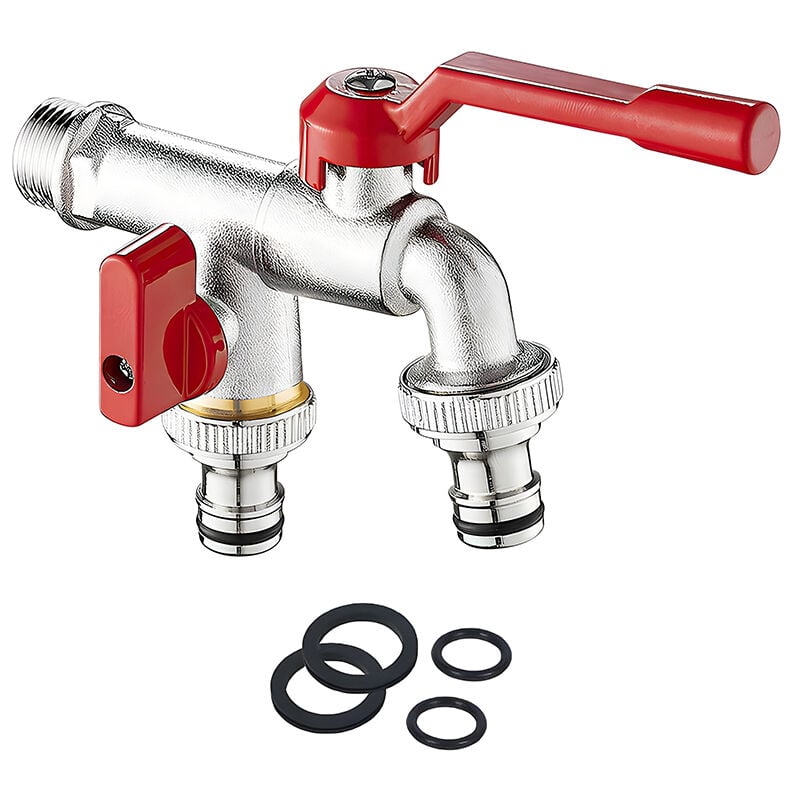 Double Robinet de Jardin-3/4'' Pouce Robinet d'eau en Laiton Robinet ...