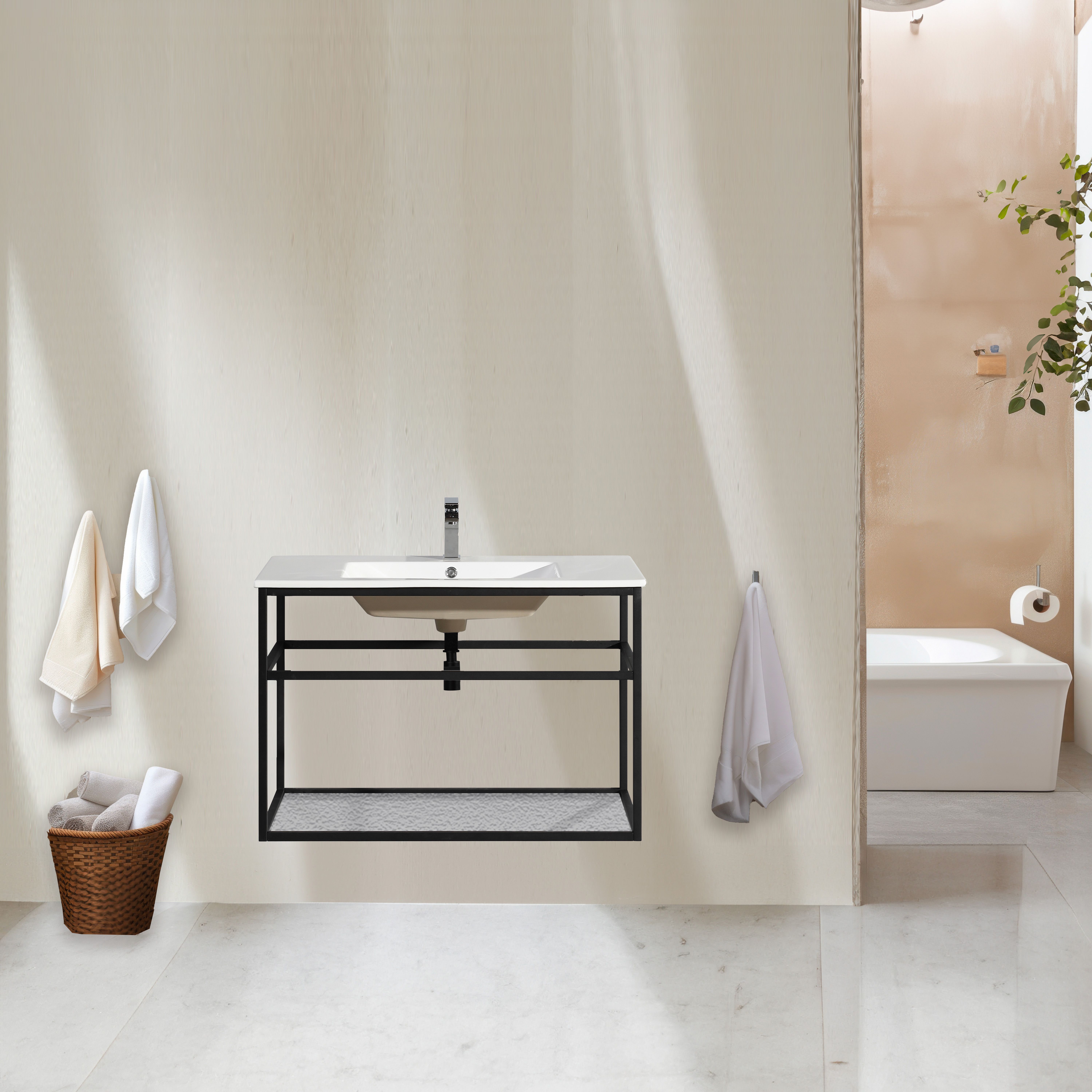 Lave main 90 cm métal noir Aquafredo | Leroy Merlin