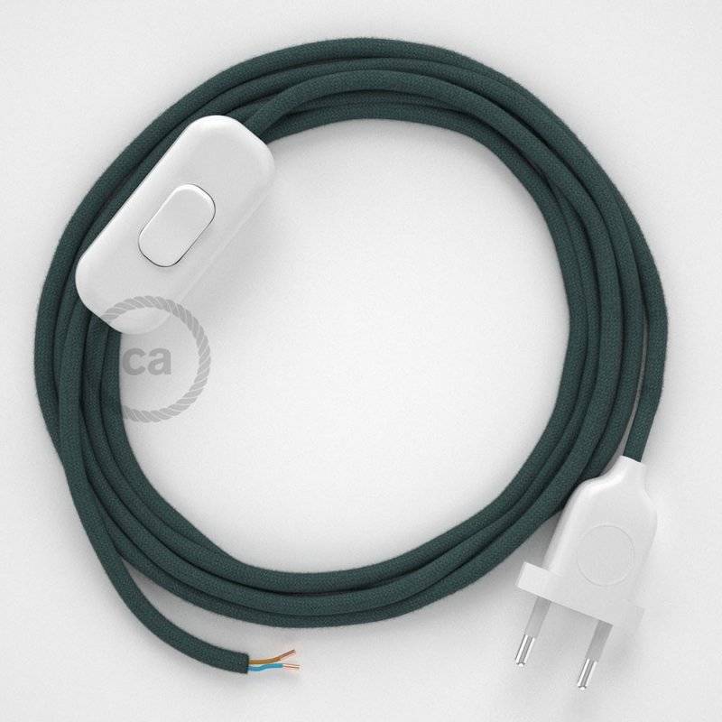 Creative cables - Cordon pour lampe, câble RC30 Coton Gris Pierre 1,80 ...