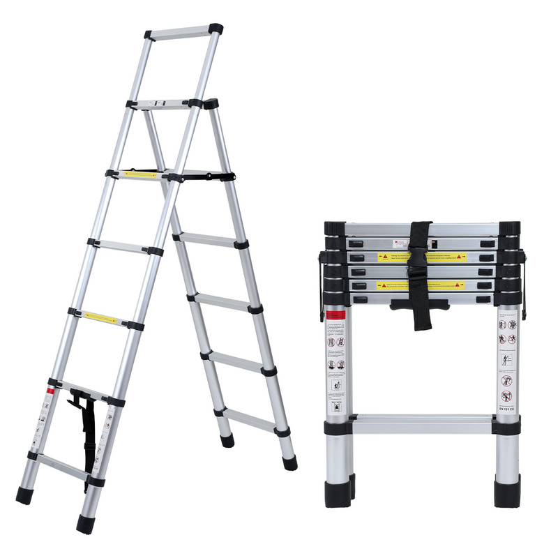 Echelle Télescopique jusqu'à 150 kg Escabeau stable en aluminium Multi ...