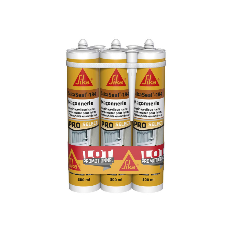 Lot de 3 mastics silicones SIKA SikaSeal 184 Maçonnerie - Blanc - 300ml ...