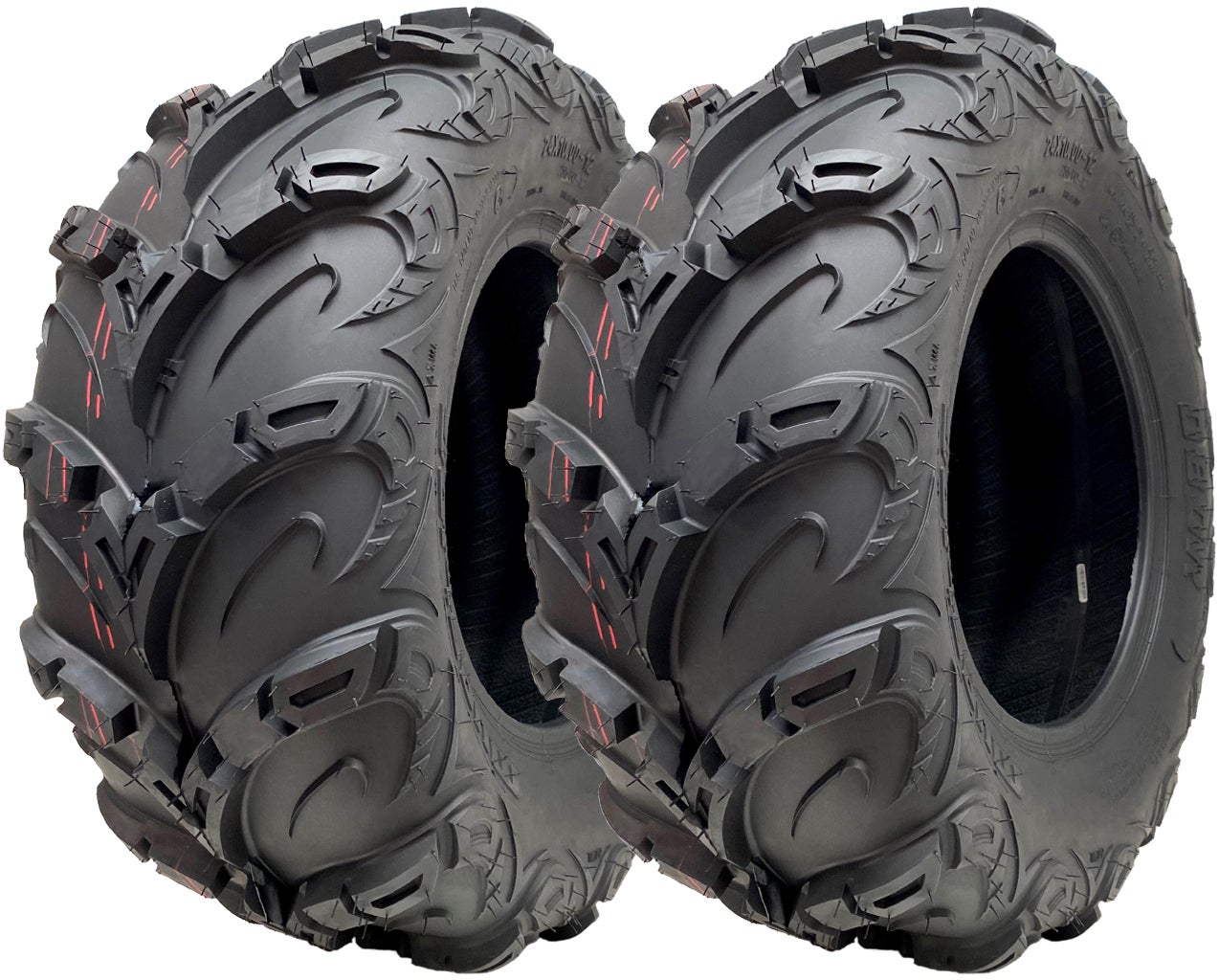 24x10.00-12 ATV Quad Tyres OBOR Mudsling Tubeless Road Legal 267kgs ...