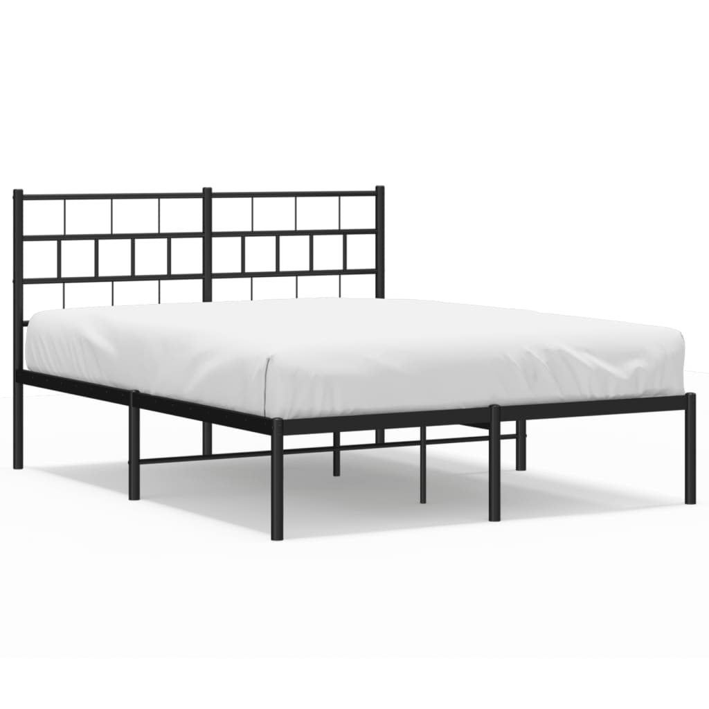 Cadre de lit sans matelas avec tête de lit en métal noir 160x200 cm ...
