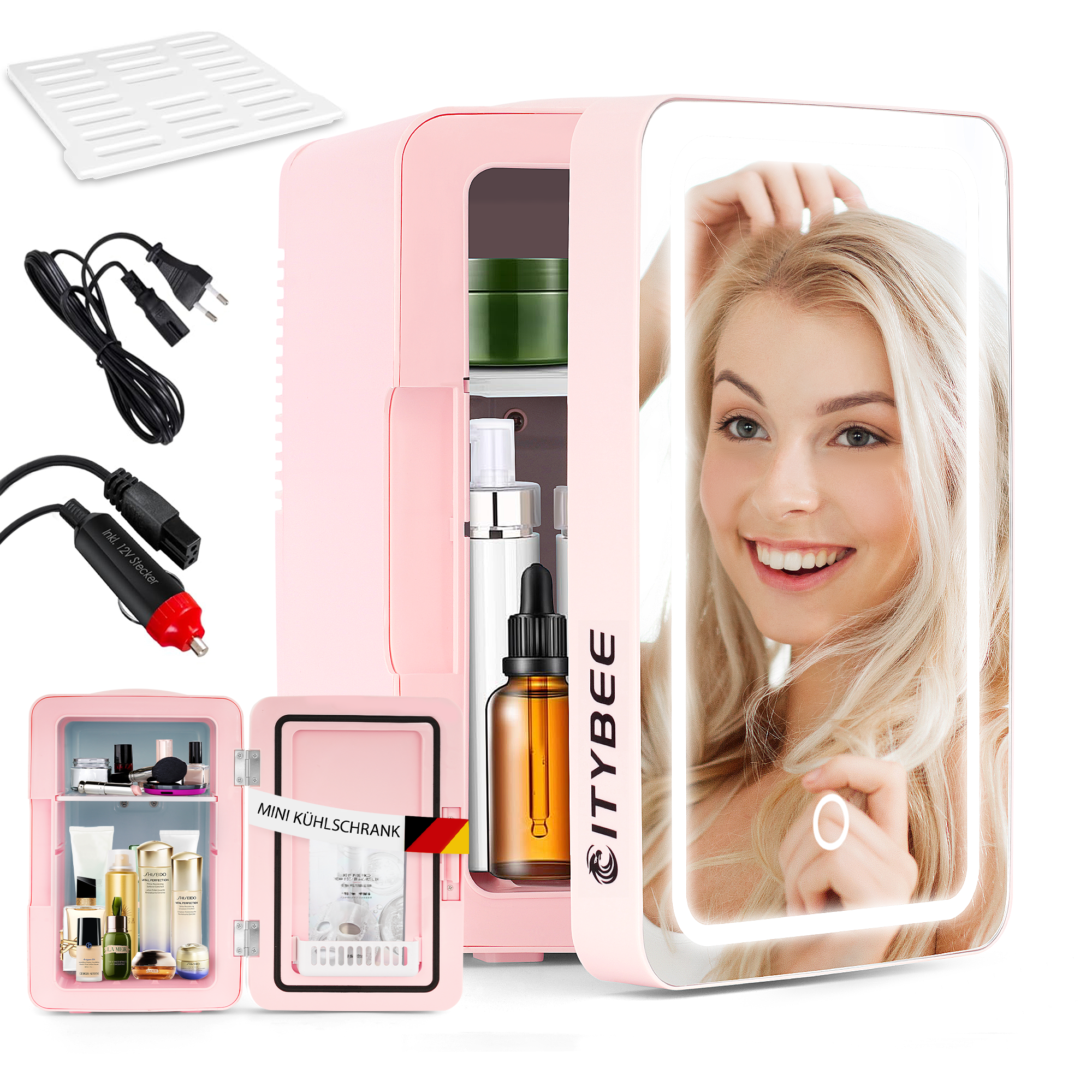 ZMH Mini frigo 6L - rose Petit réfrigérateur 12V/230V, silencieux avec ...