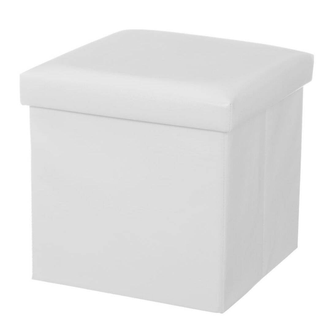 Púff plegable blanco de PU de 38x38x38 cm | Leroy Merlin