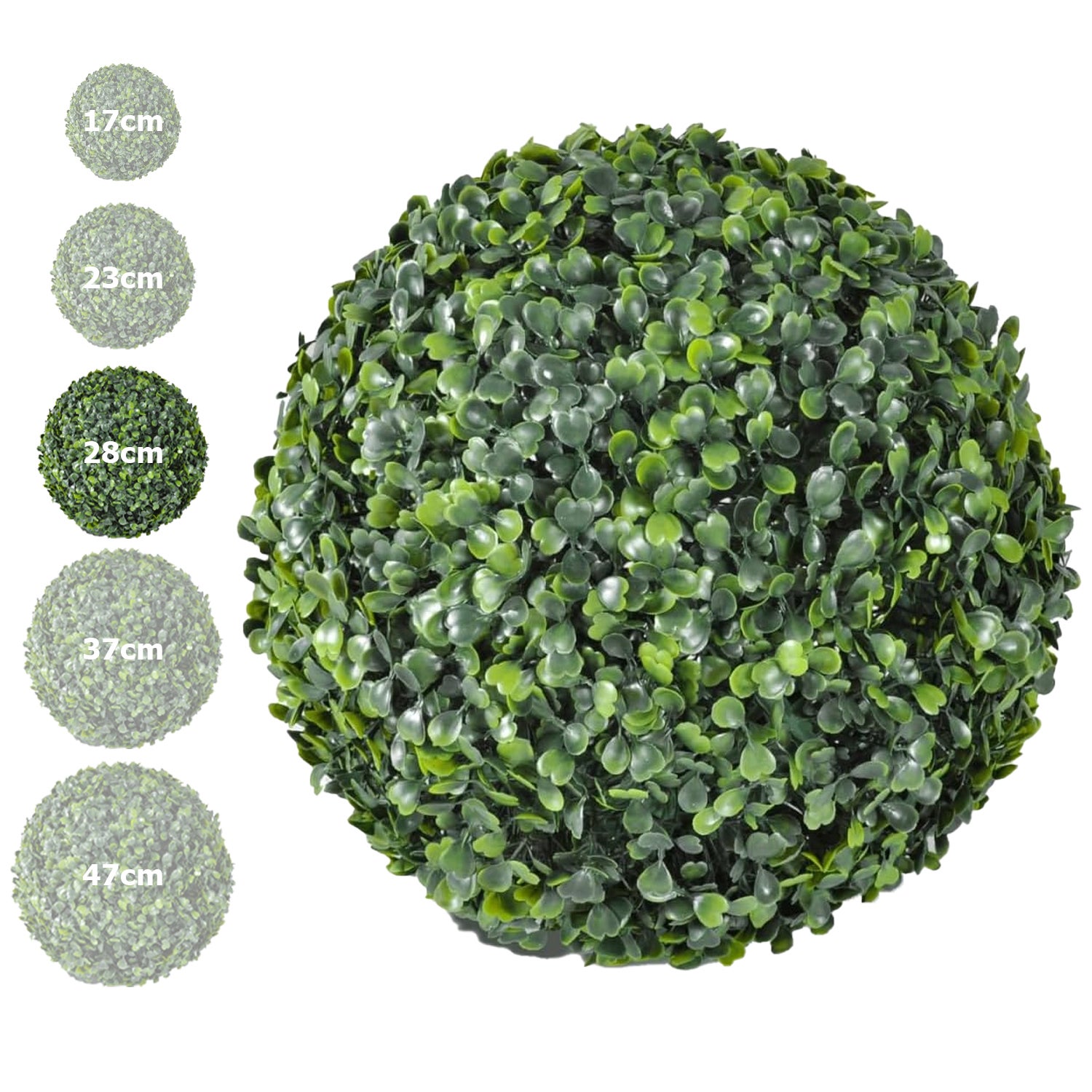 Bola de Césped Artificial 28CM| SHUANG ZHI | Bola de topiario de boj Verde con 5 tamaños ...