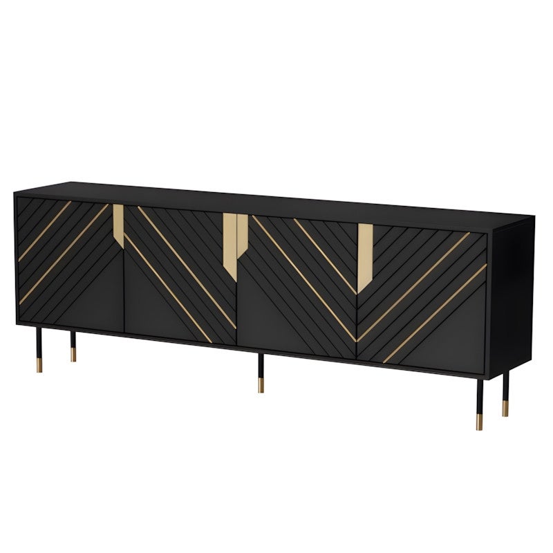 Buffet noir et doré 200 cm 4 portes Cardona | Leroy Merlin