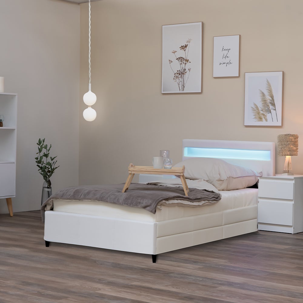 Home Deluxe - LED Lit NUBE - Blanc, 90 x 200 cm - incl. sommier à ...