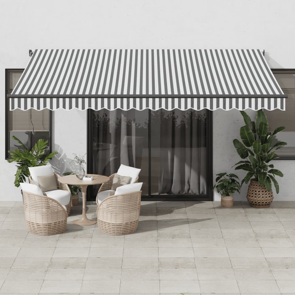 Toldo retráctil automático antracita y blanco 450x350 cm | Leroy Merlin
