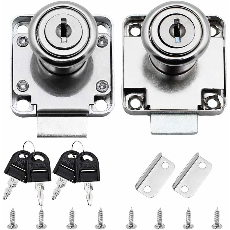 2 Packs Serrure De Tiroir De Bureau, Serrure De Meuble À Cylindre ...