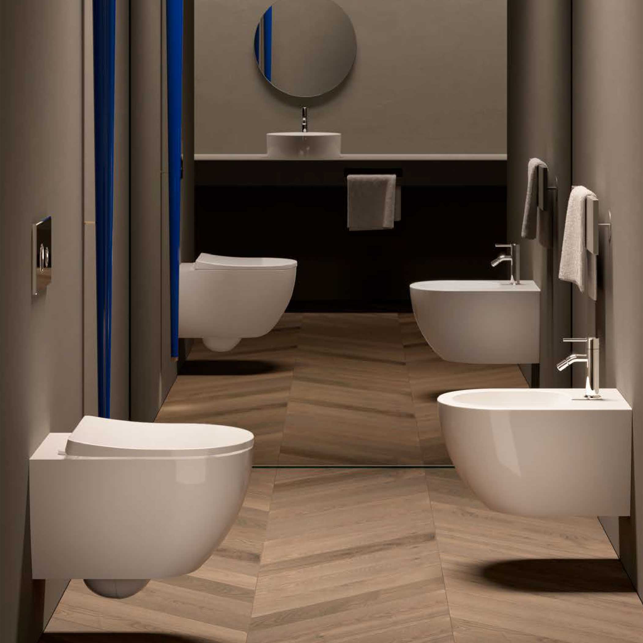 Coppia di Sanitari Sospesi Domus Falerii Fogliolina Bianco Lucido per Bagno Moderno | Leroy Merlin