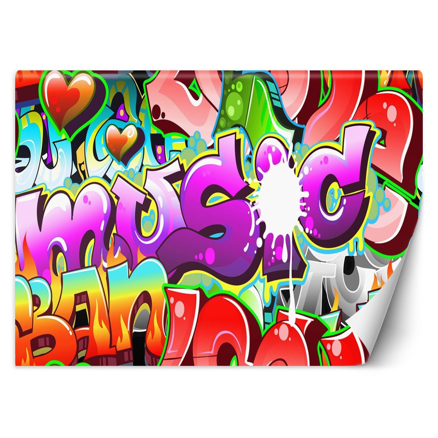 Papier peint mural, Inscriptions graffitis colorées - 200x140 | Leroy ...