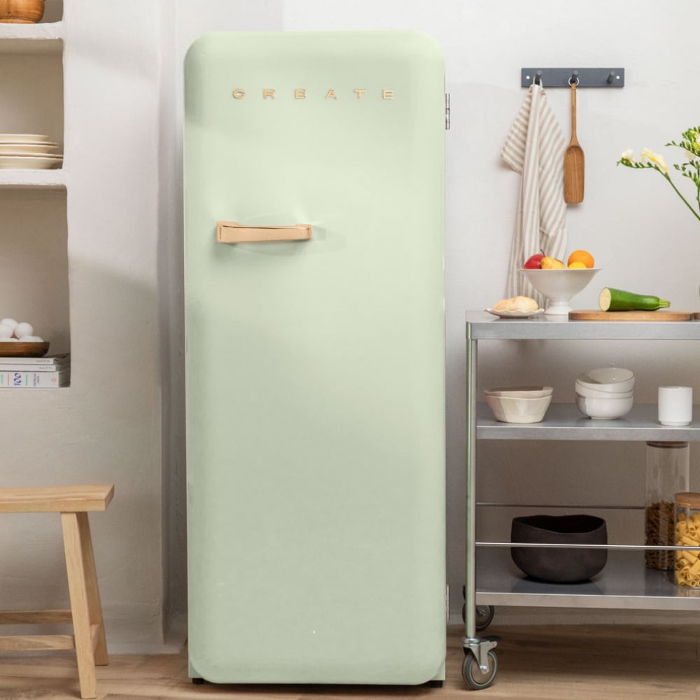 RETRO FRIDGE 281L Bois - Réfrigérateur Vert Pastel | Leroy Merlin