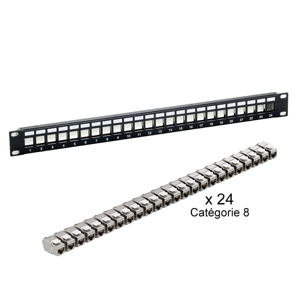 CONECTICPLUS Panneau de brassage Ethernet RJ45 24 ports 19' 1U + 24 ...