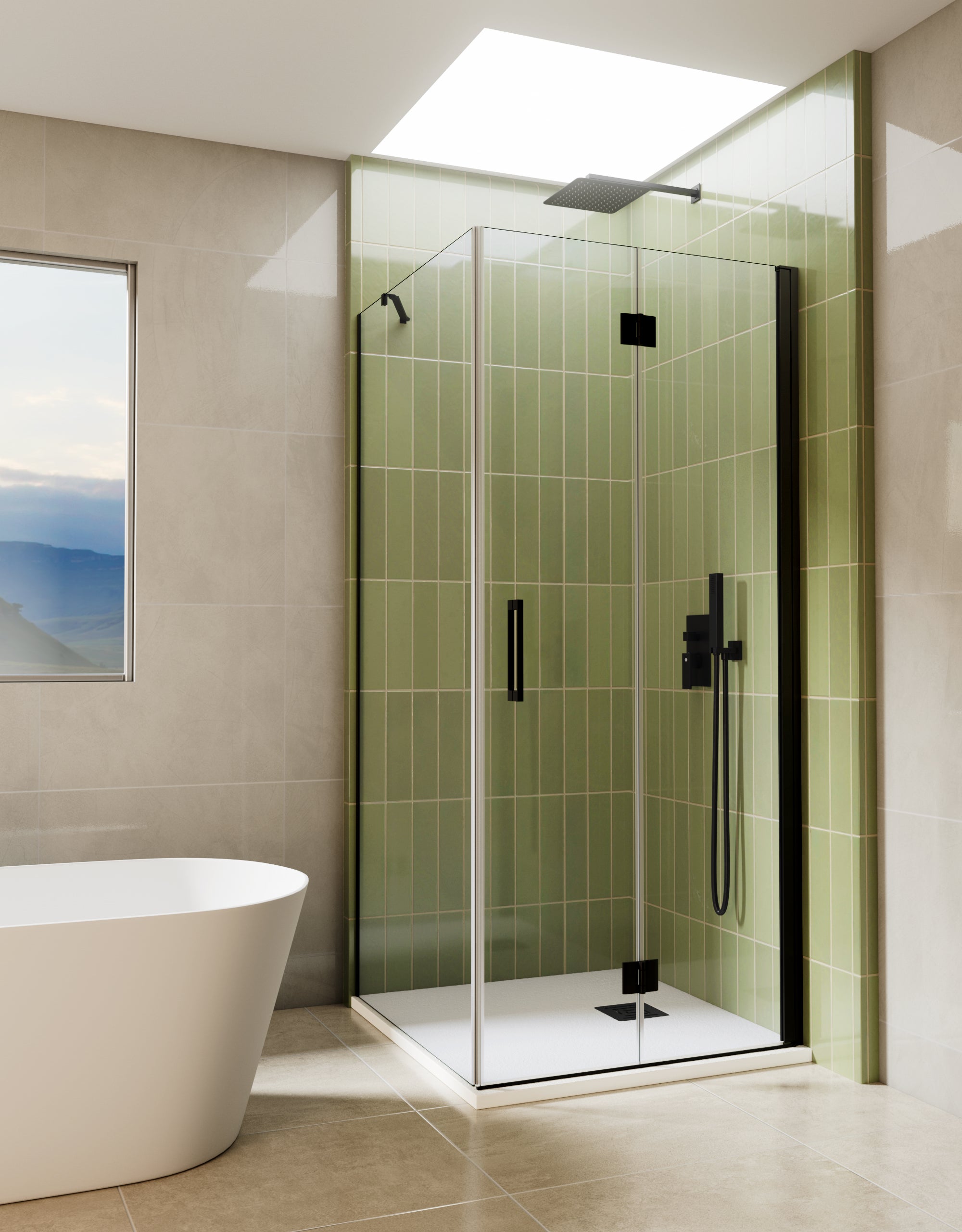 Mampara de ducha con puerta plegable 77-78.5 cm (40+40) + lateral fijo ...