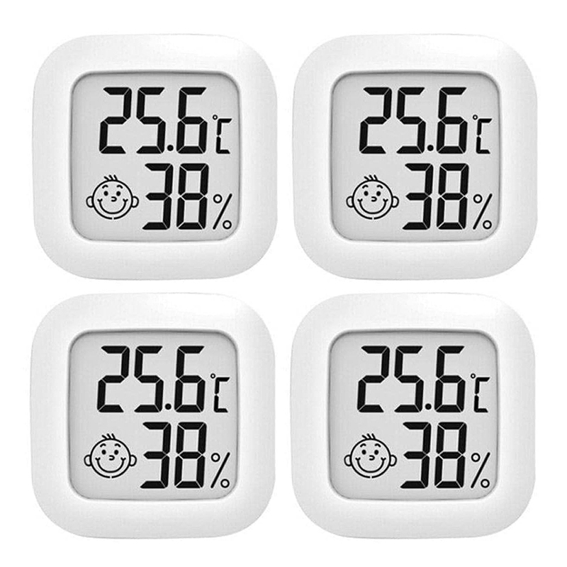 Set 4 termometri igrometri digitali bianchi con display LCD, sensore ...