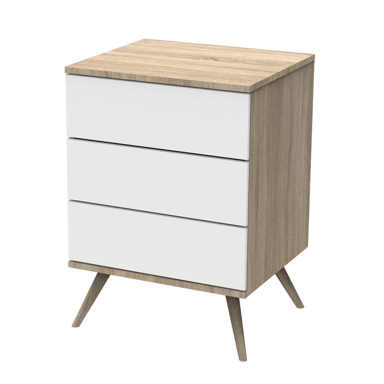 Petite commode 3 tiroirs Seventies Bois et blanc | Leroy Merlin