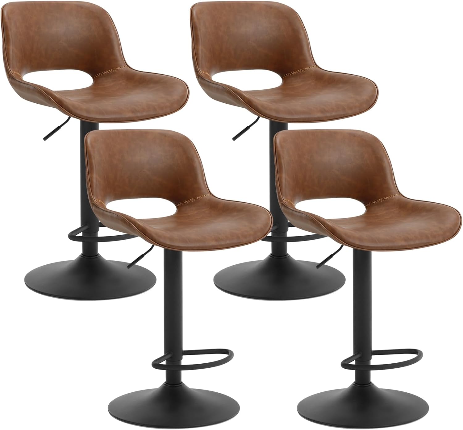Lot de 4 Tabourets de Bar Pivotant à 360°,en Simili Cuir et Metal ...