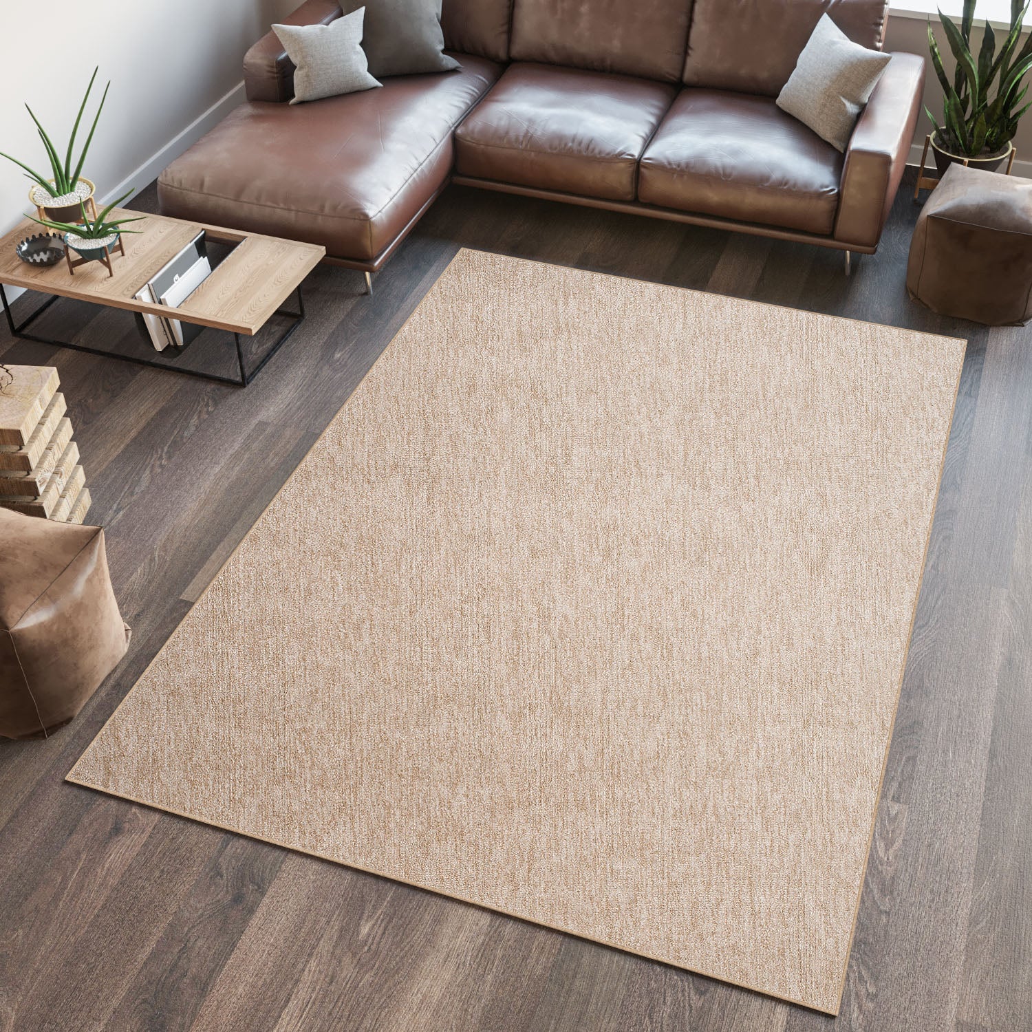 TAPISO Nizza Tapis Salon Chambre Bureau Beige Unicolore Doux Fin Tufté ...