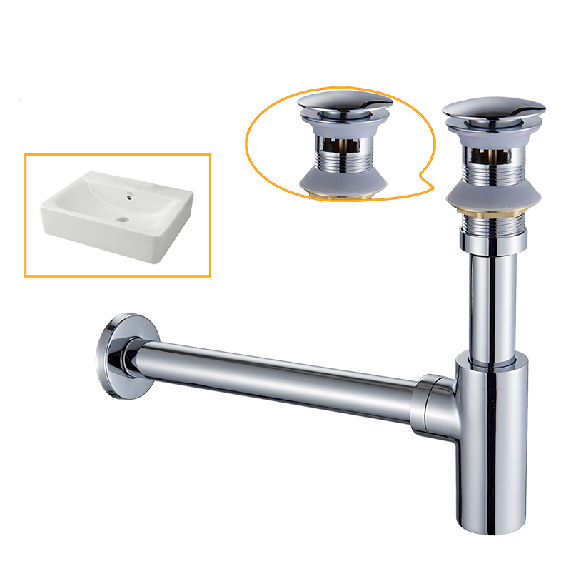 Sifón cilíndrico para lavabo con rebosadero de latón Cromo | Leroy Merlin