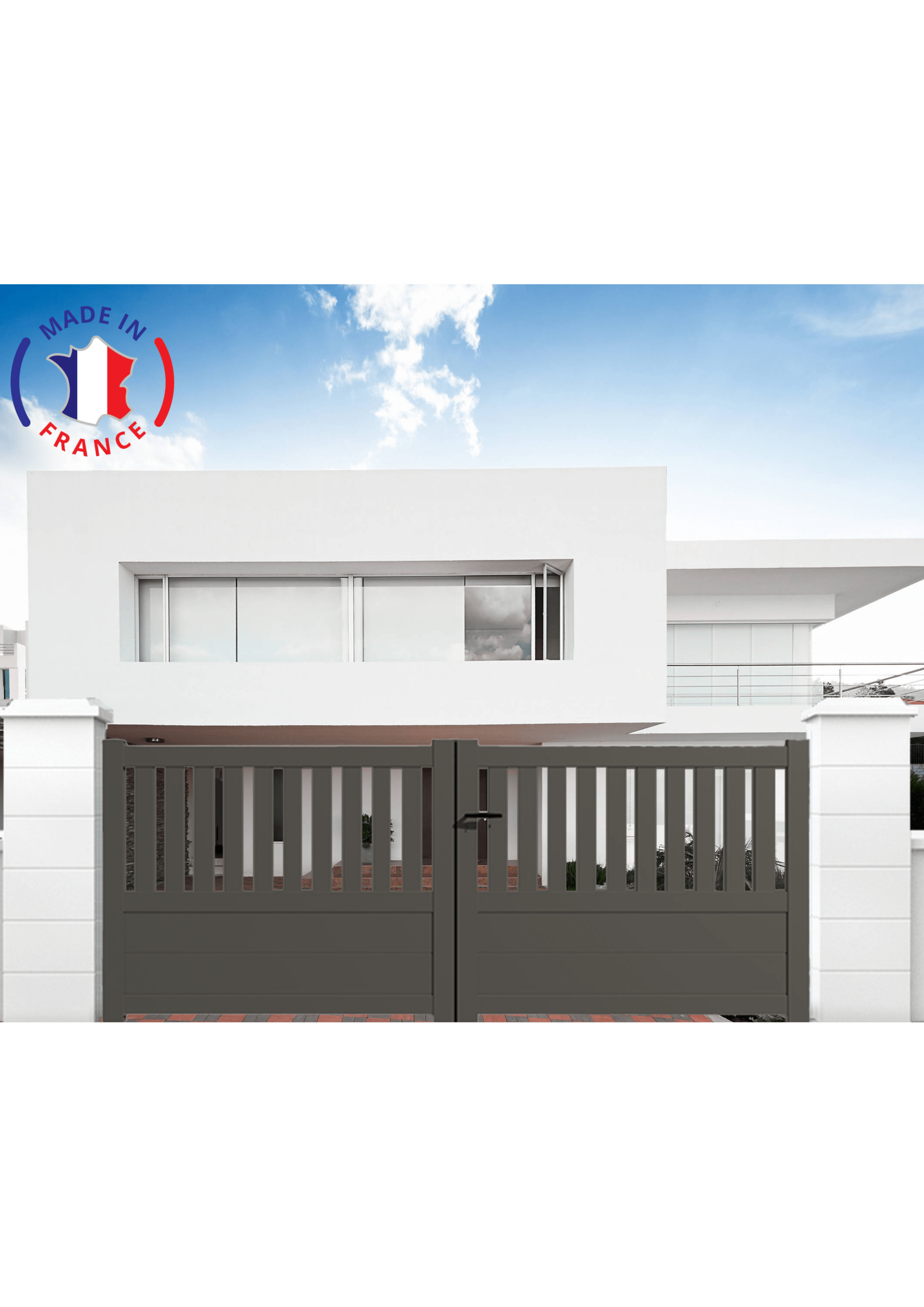 Portail aluminium battant semi-ajouré en kit dimensions L.3500 (entre ...