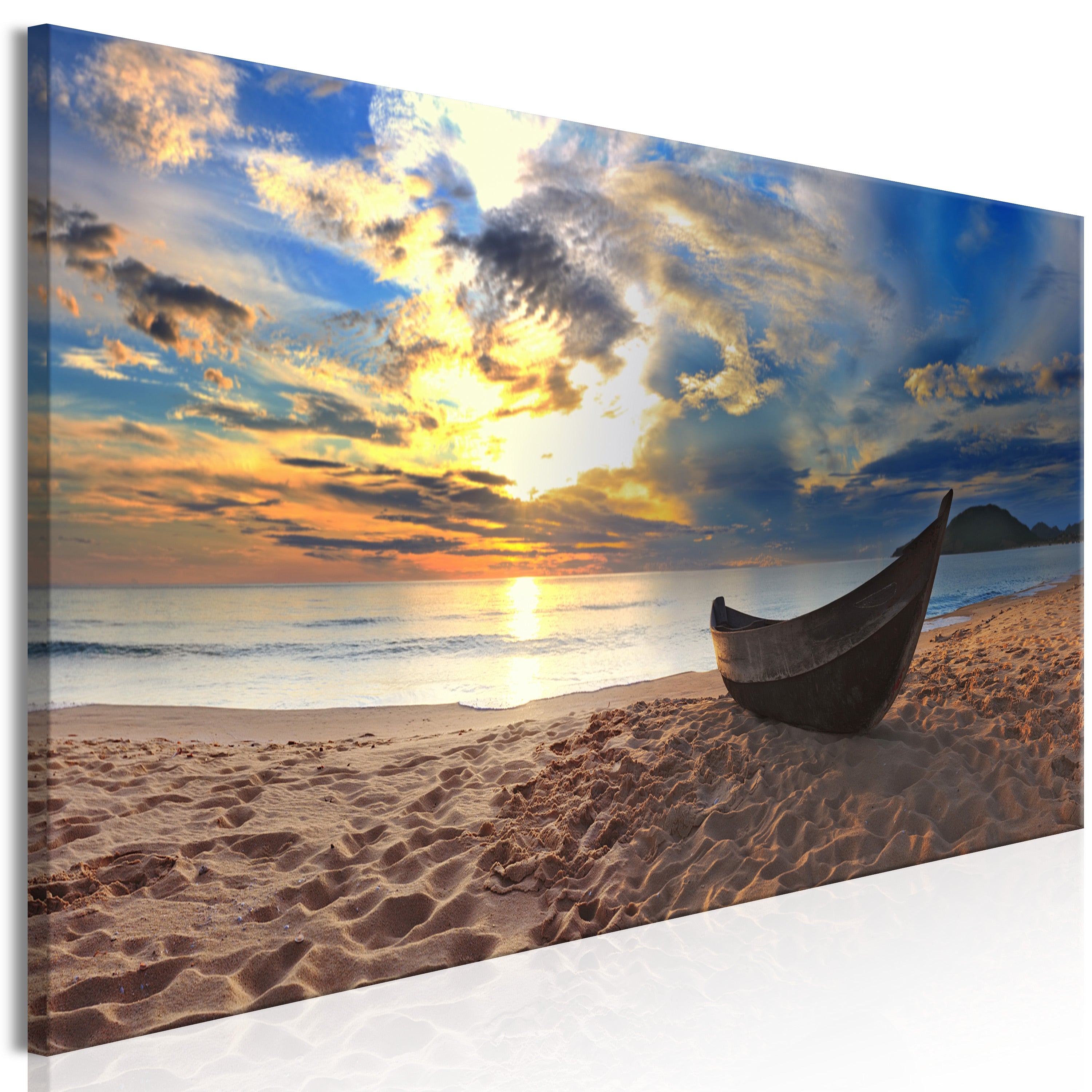 Tableau - Boat on the Beach (1 Part) Narrow 135x45 cm | Leroy Merlin