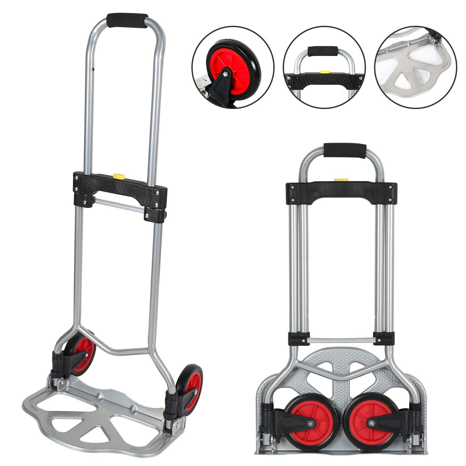 Carro plegable de acero con 2 ruedas, carro de transporte con asa ...