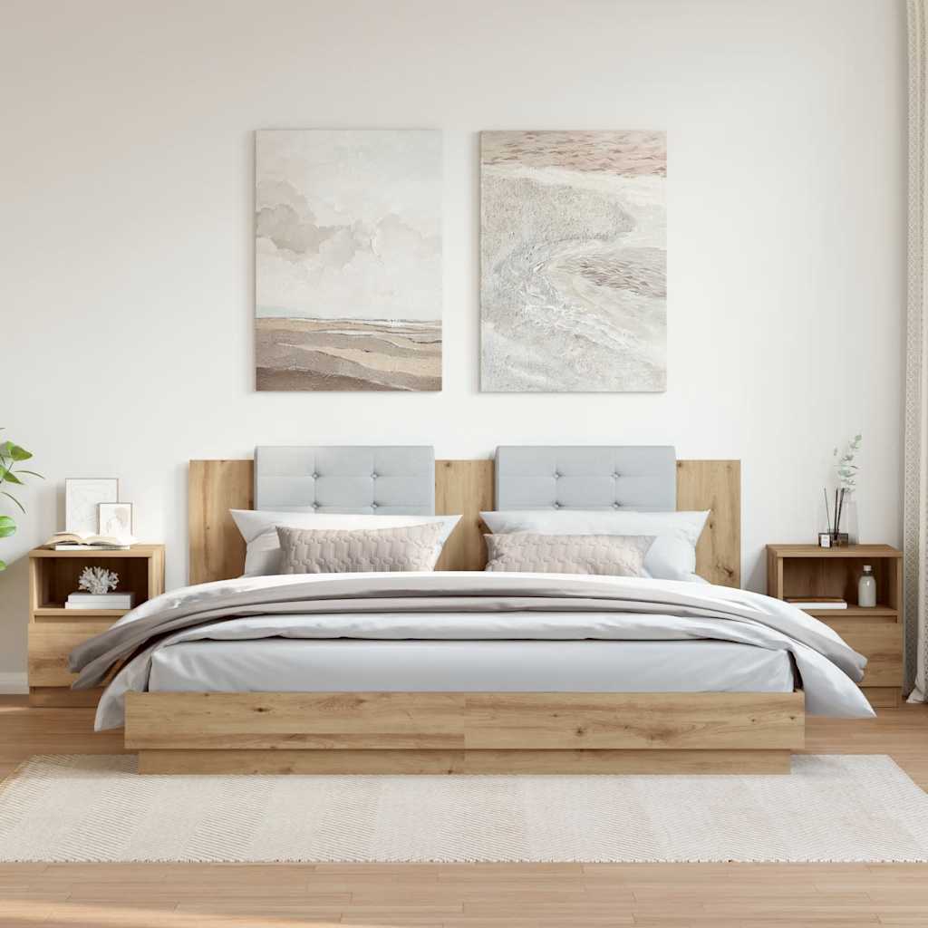 Tables chevet 2 pcs chêne artisanal 40x40x50 cm bois ingénierie | Leroy ...