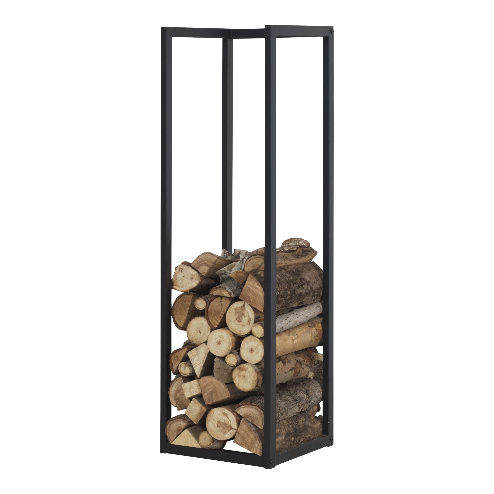 Range-bûches Tanum en acier 35 x 35 x 120 cm noir [en.casa] | Leroy Merlin