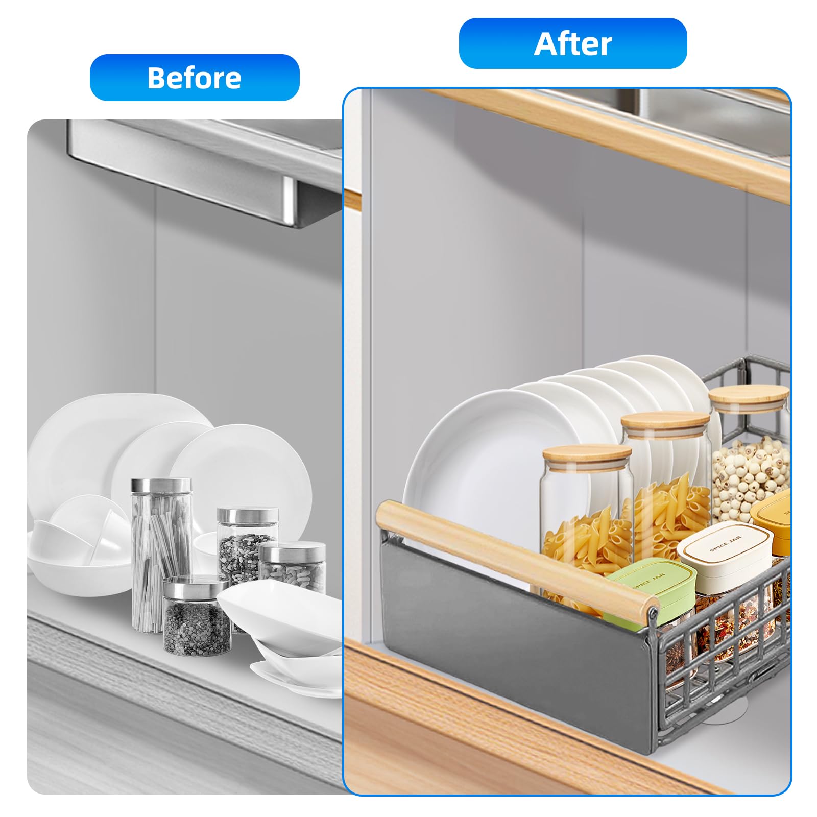 Cajón deslizante extensible para cocina-Bandeja telescópica con asa ...
