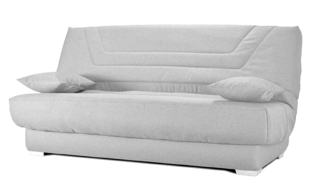 Canapé clic clac tissu avec rangement matelas Bultex 20cm Sabor 193cm-Couleur Gris Souris ...