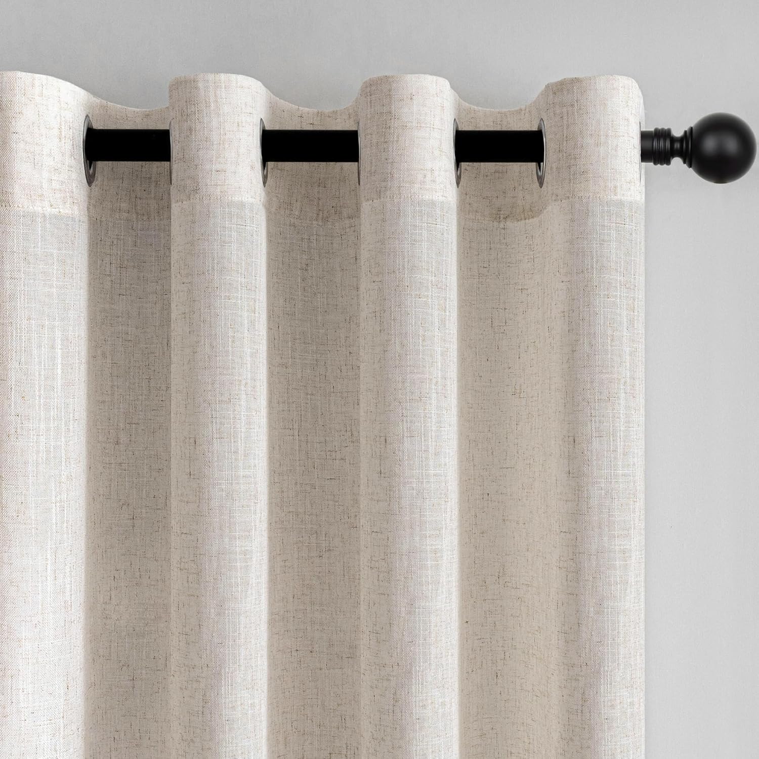 Cortinas de lino natural color beige, 132 x 244 cm, estilo bohemio ...