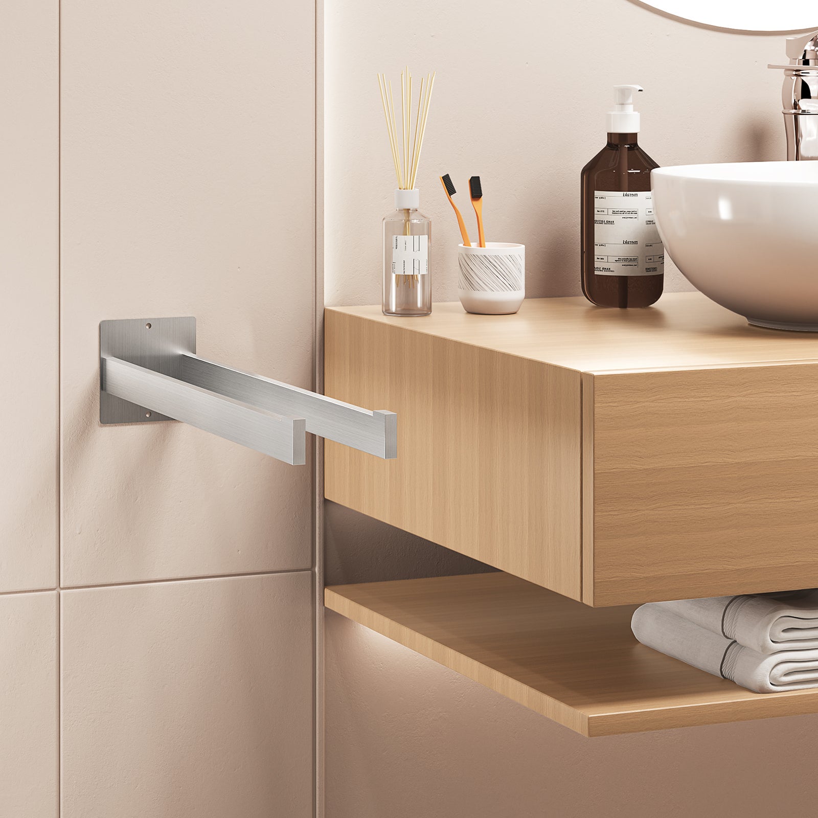 Barre portasciugamani da avvitare o incollare Auralum Max, grigio ...