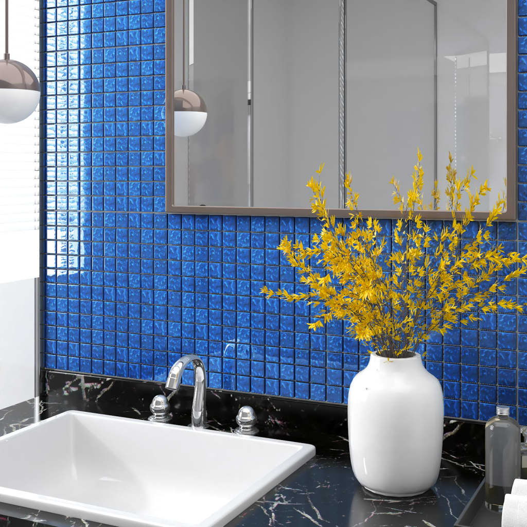 Azulejos mosaico 11 pcs Azul 30x30 cm Vidrio | Leroy Merlin
