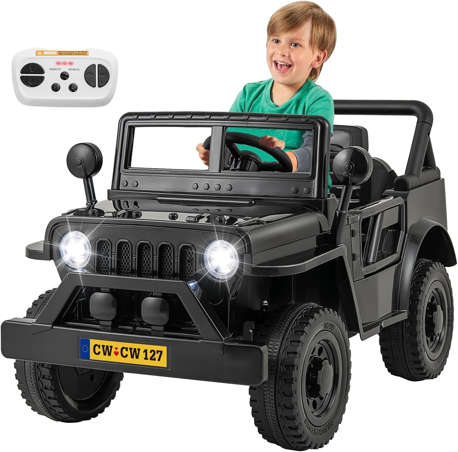 12V Voiture Électrique Enfant avec Télécommande & Volant, Véhicule ...