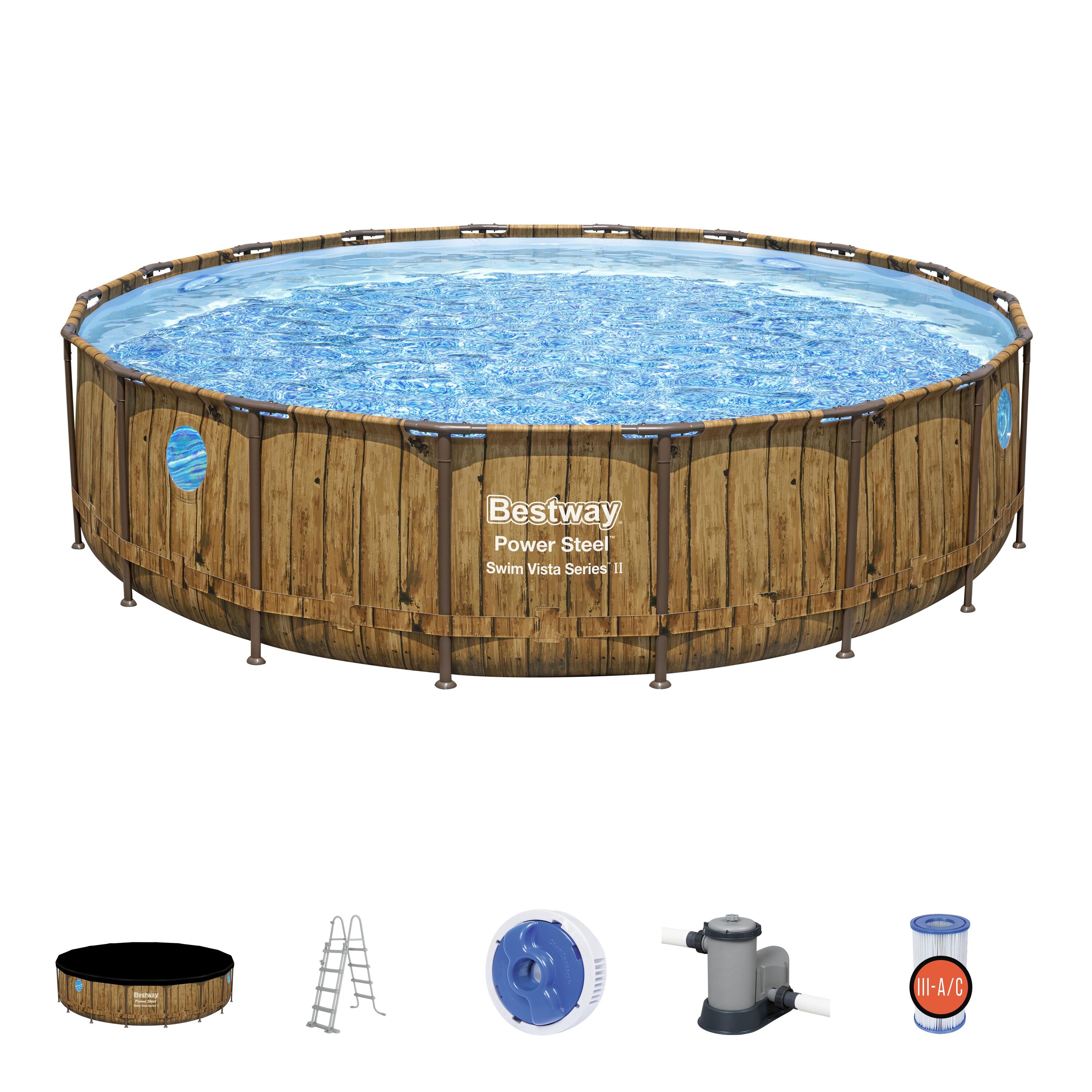 Piscina elevada Ø 549 x 122 cm Redonda BESTWAY Power Steel? Swim Vista ...