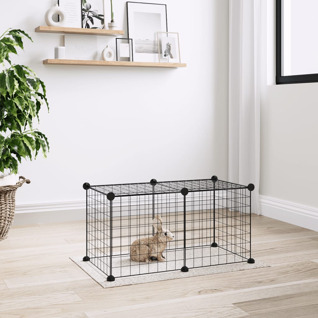 Maison Exclusive - Cage animaux de compagnie à 8 panneaux Noir 35x35 cm ...