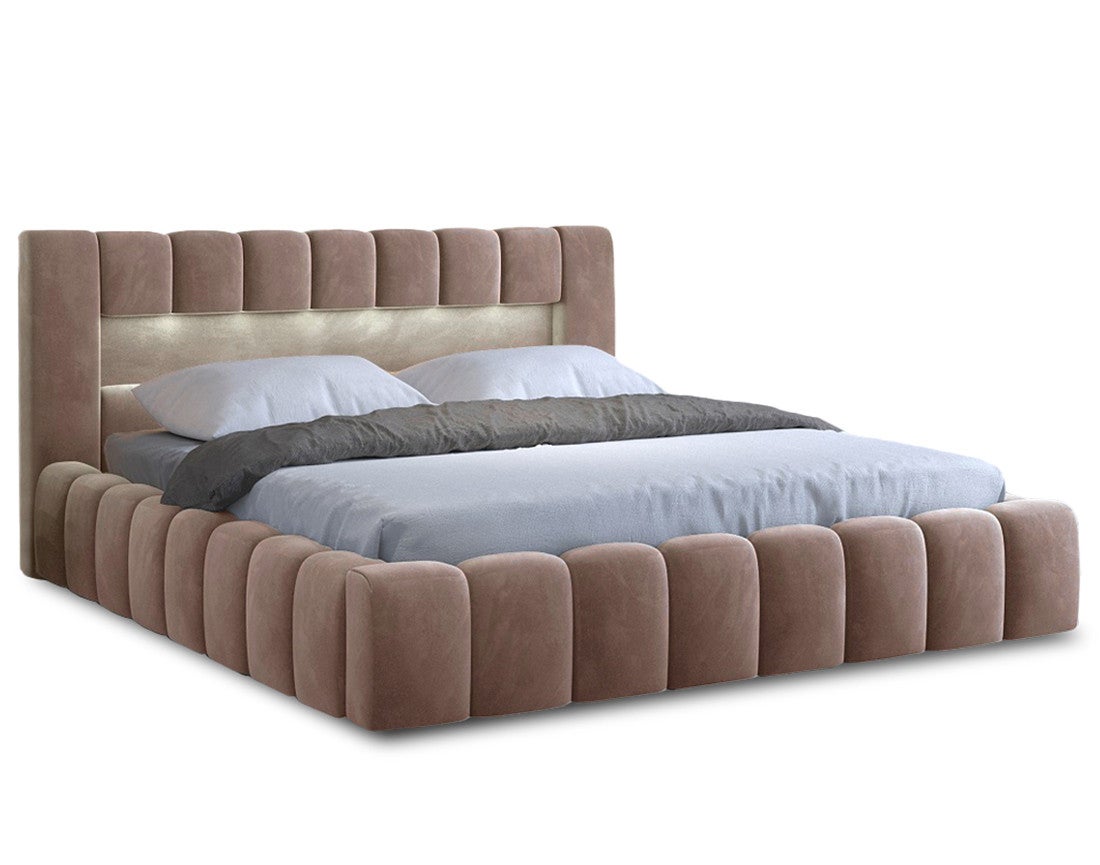 Lit coffre en Bois massif 180x200 cm taupe - CLEO - Best Mobilier ...