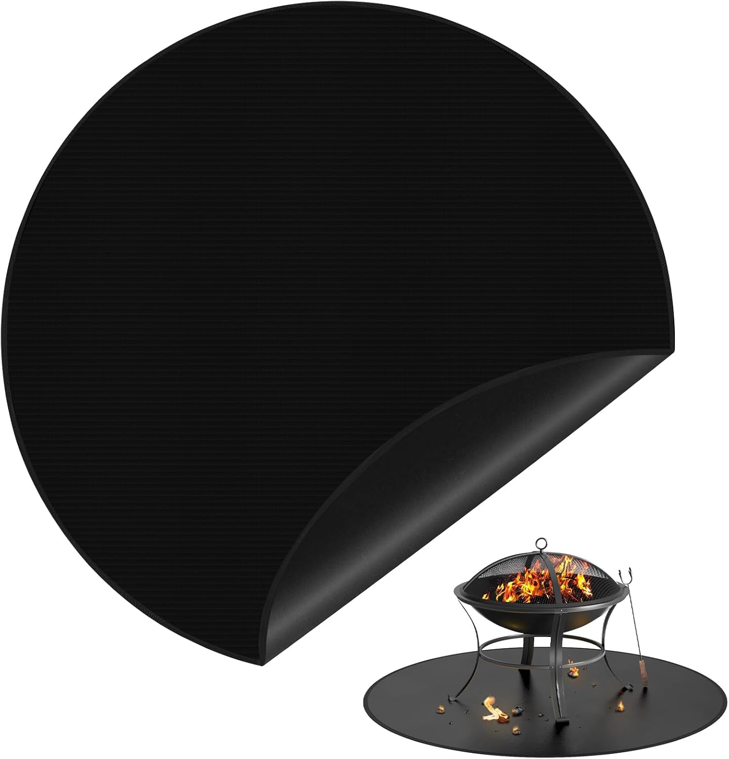 Noir Tapis de cheminée d'intérieur Ignifuge en Fibre de Verre, Tapis ...