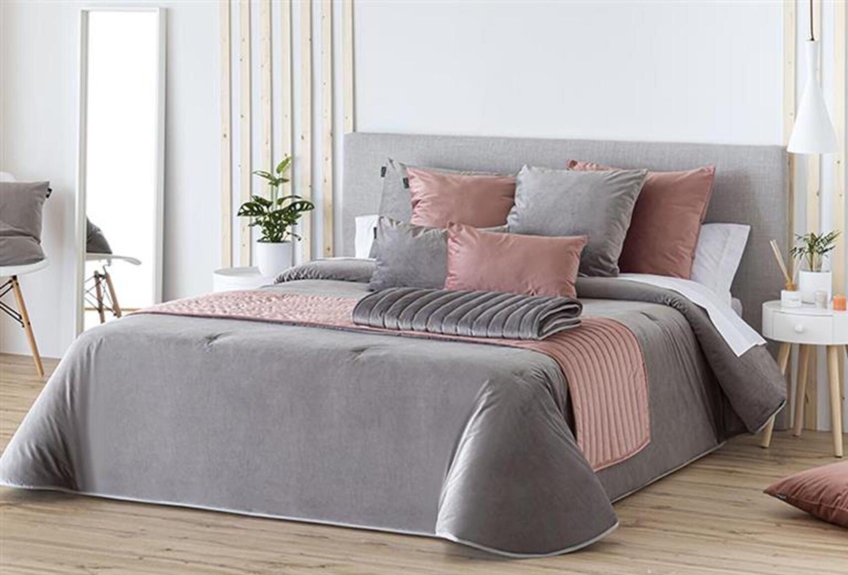 Edredon Conforter Velvet Liso Aterciopelado Gris para Cama de 90 cm ...