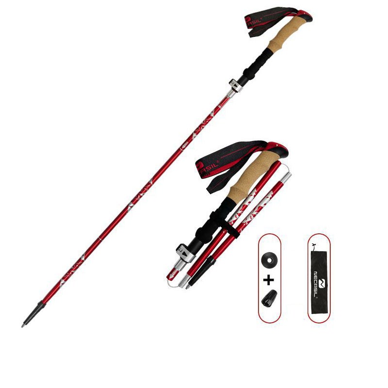 Cork Folding Walking Stick Red | Leroy Merlin