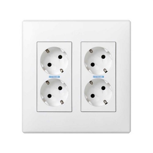 Kit caja pared de superficie o empotrar para 2 elementos dobles con 2 bases de enchufe doble ...