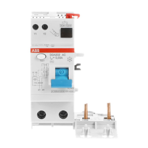 Bloc différentiel - abb dda202 - 2 pôles - 63a - 30 ma - type ac - pour s200 - abb ...