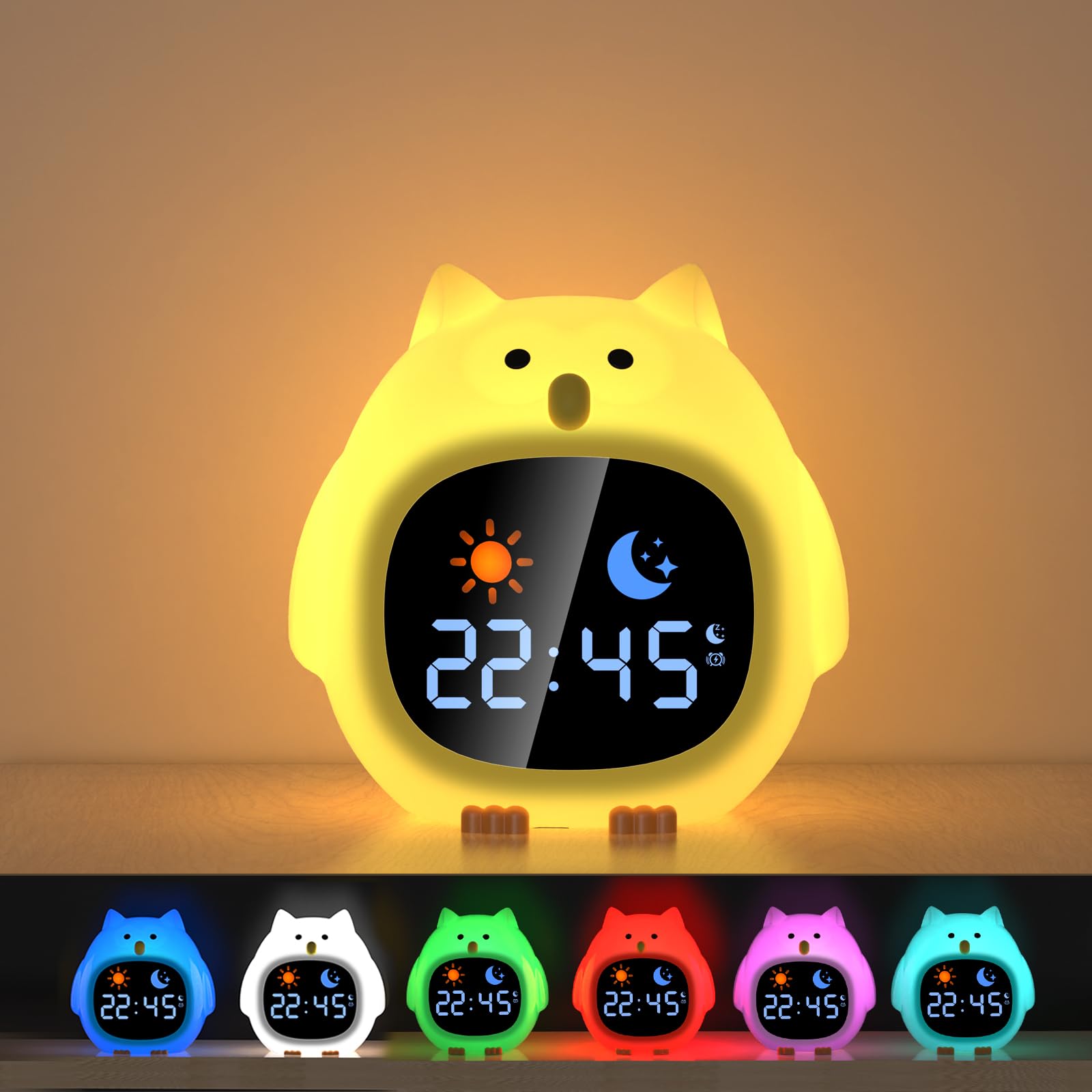 Reloj despertador digital para niños con luz nocturna, 6 alarmas de ...
