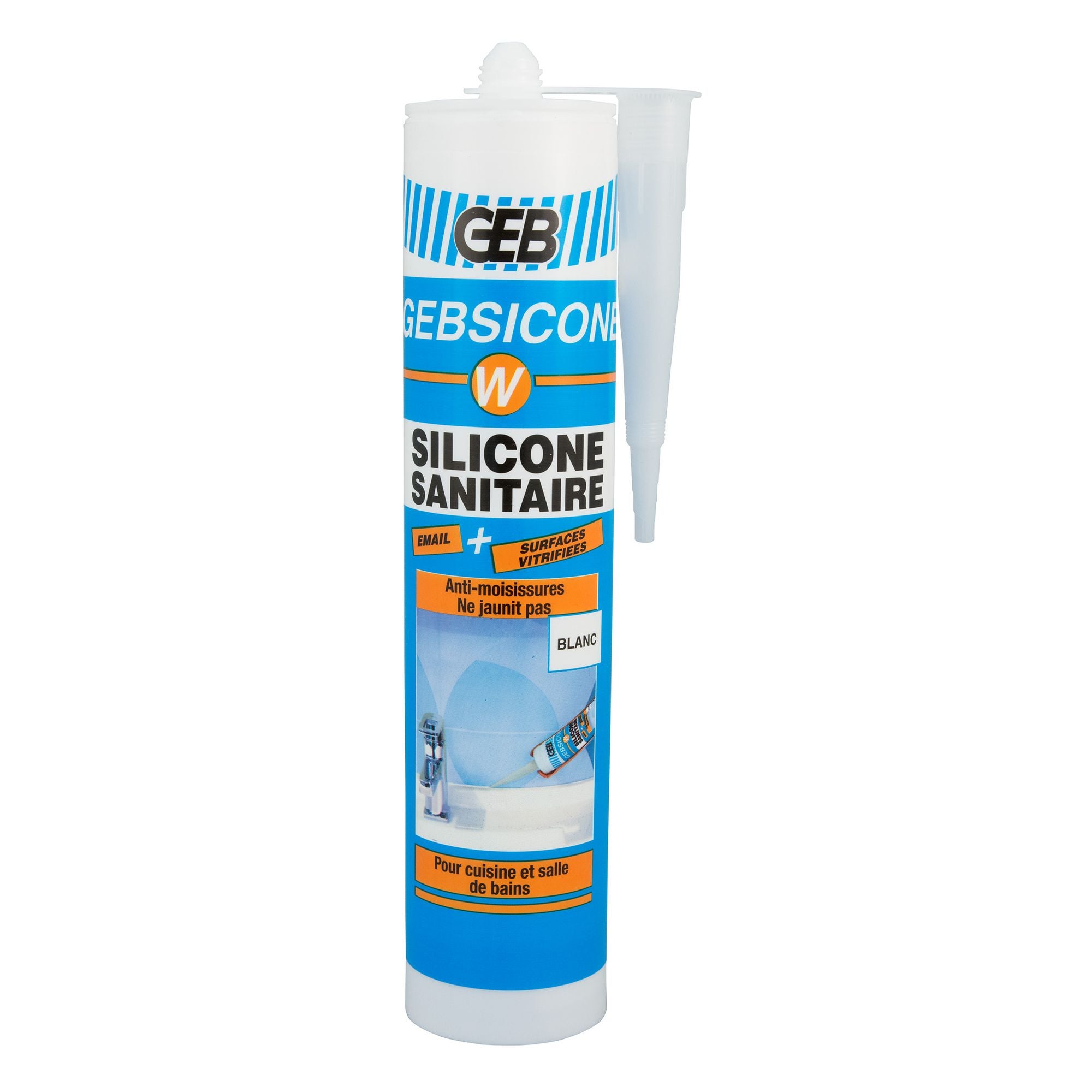 Mastic silicone GEBSICONE W cartouche 310 ml blanc | Leroy Merlin