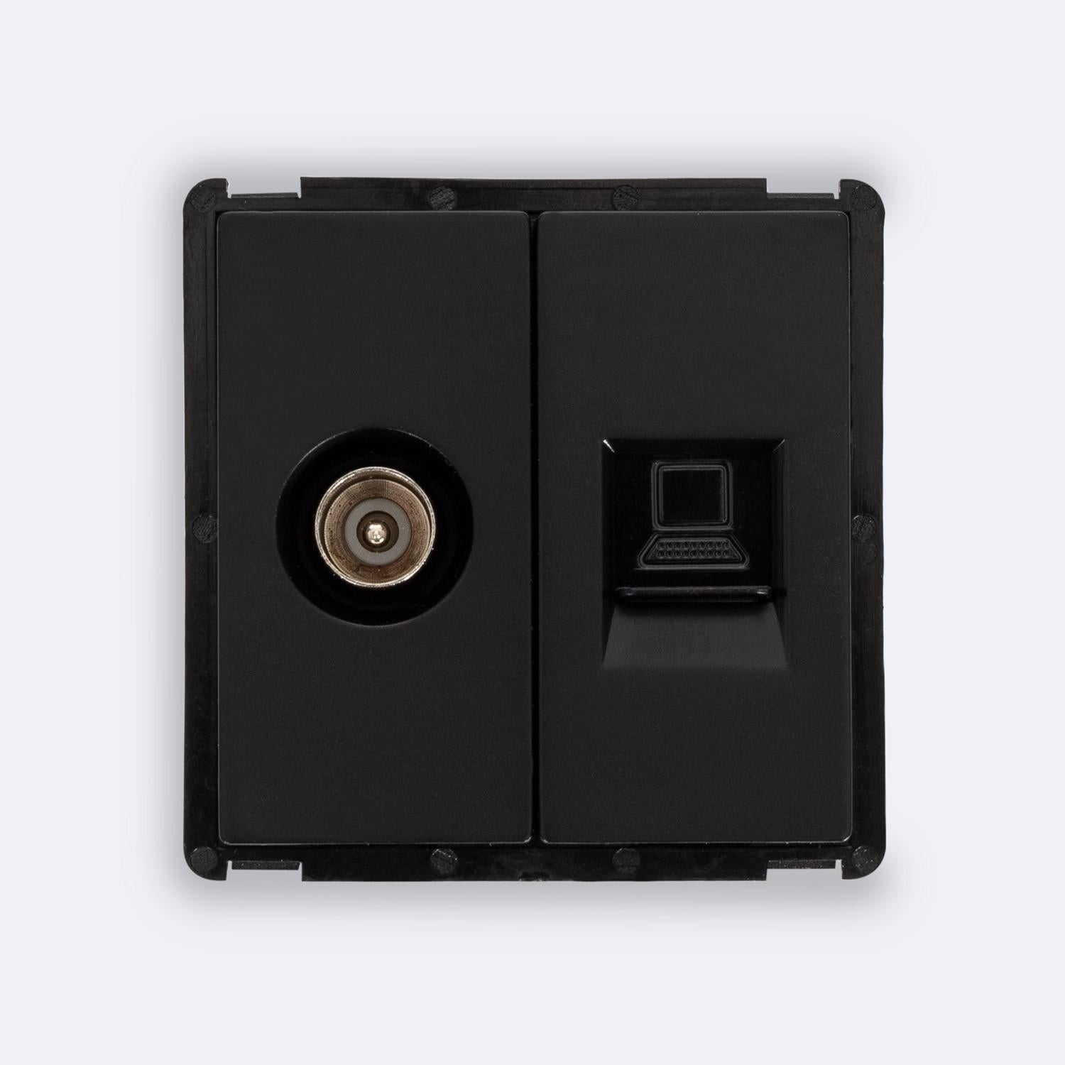 Prise RJ45 CAT 6 Internet + TV Mâle Moderne - Noir - PC | Leroy Merlin
