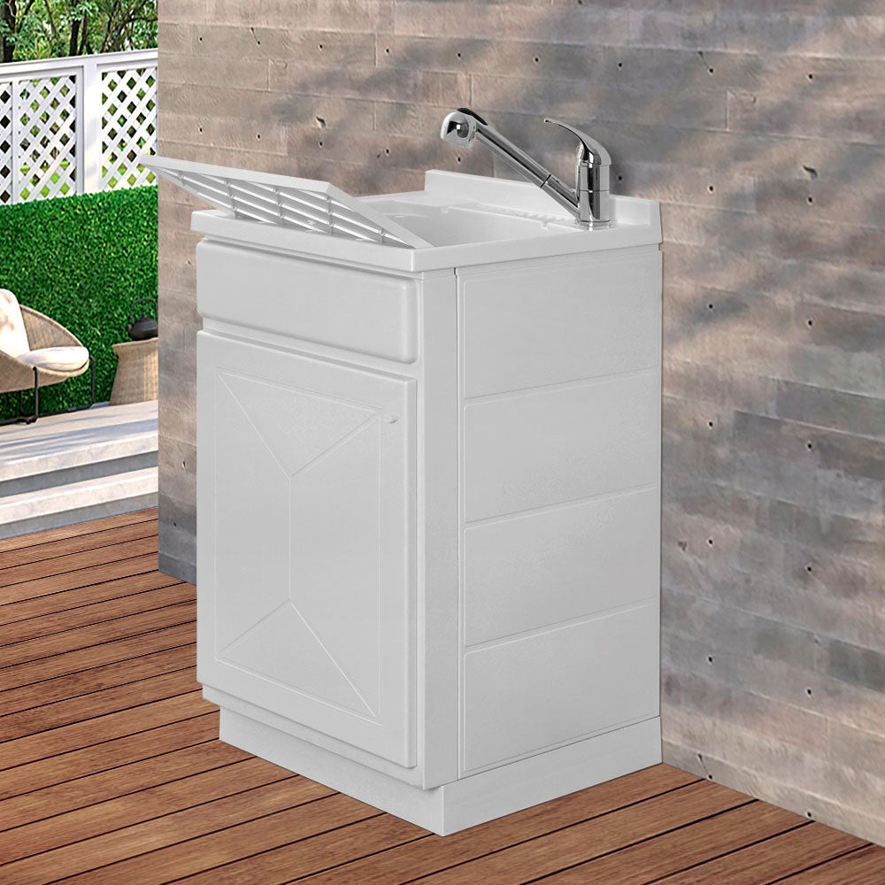 Kit Lavabo 50x50 cm avec vasque en résine en blanc | Leroy Merlin