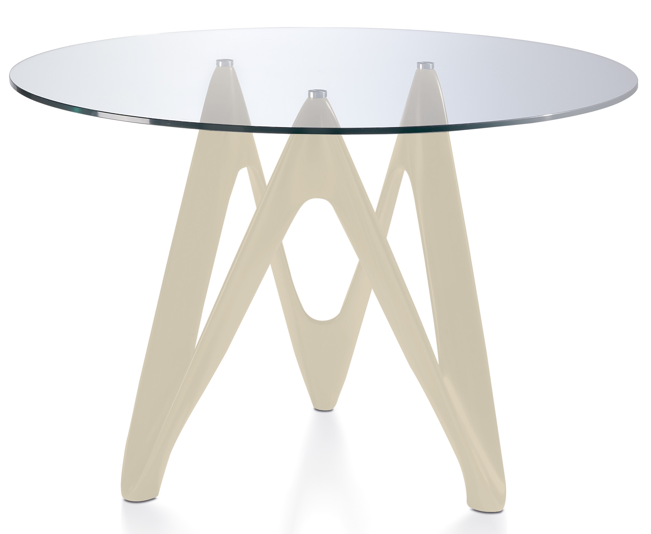 Table ronde design fibre de verre laqué beige Perla-Dimensions D 110 x ...