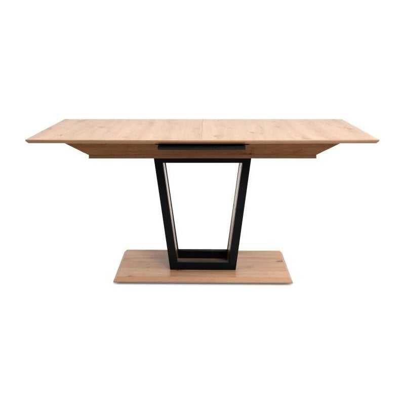 Table extensible - SORIA - Rectangulaire - 10 personnes - 160/200 x 76 x 90 cm - Noir / Chene ...