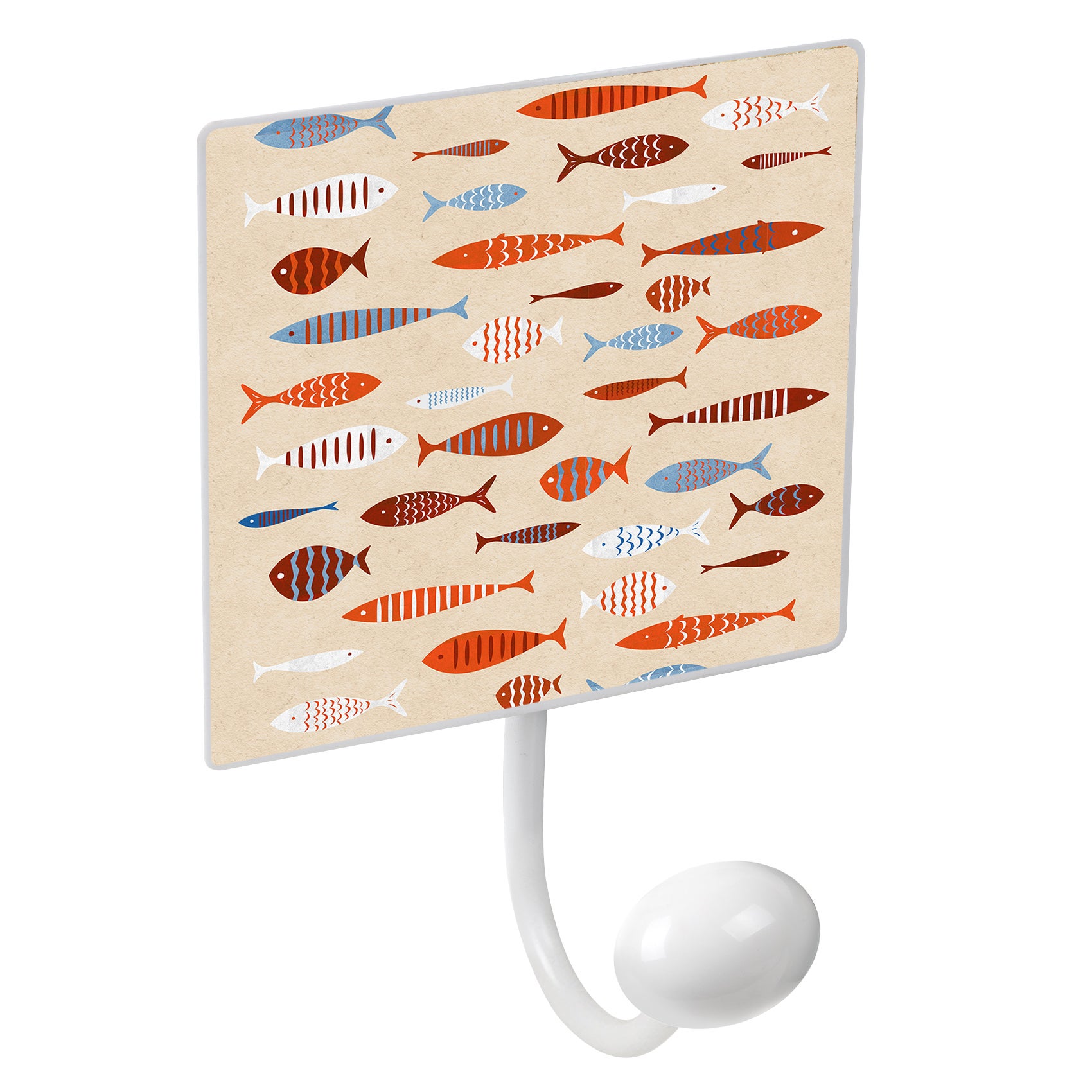 PERCHA pared metal diseño peces Retro Nórdico decoración ROJO con 1 ...